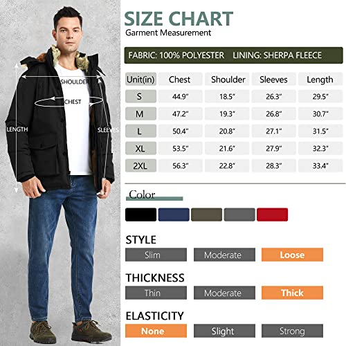JYG Men's Winter Thicken Coat Warm Puffer Parka Jacket with Faux Fur Removable Hood