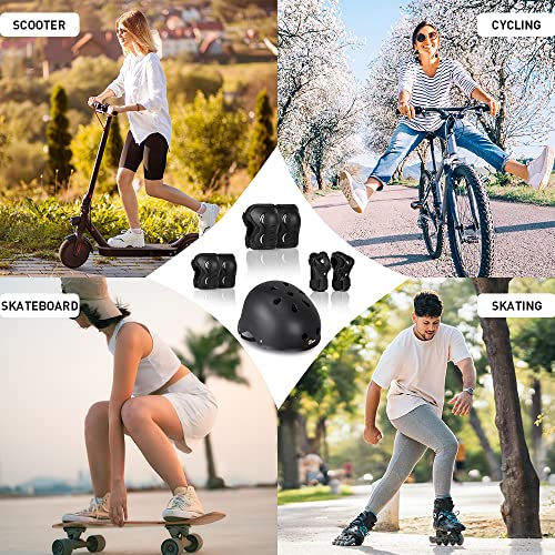 JBM Youth & Adult Full Protective Gear Set, Multi-Sport Helmet, Knee Pads and Elbow Pads with Wrist Guards, Full Protection