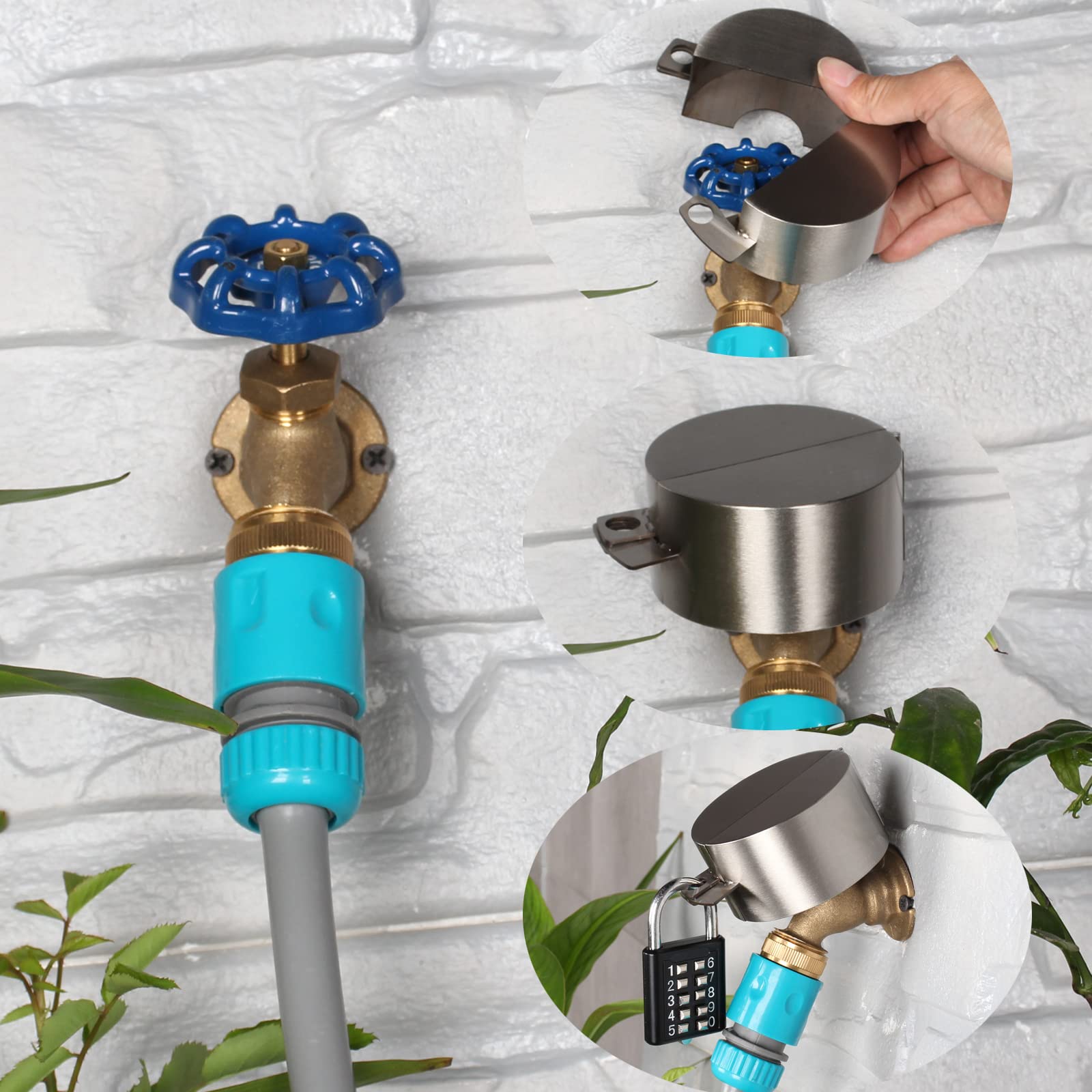 Outdoor Faucet Lock System -Gate Valve LockoutDevice -Stainless Steel Prevent Water Theft by Cover and Code Lock,Stop Unauthorized Water use and Vandalism,Faucet Protection Cover (Password Lock)