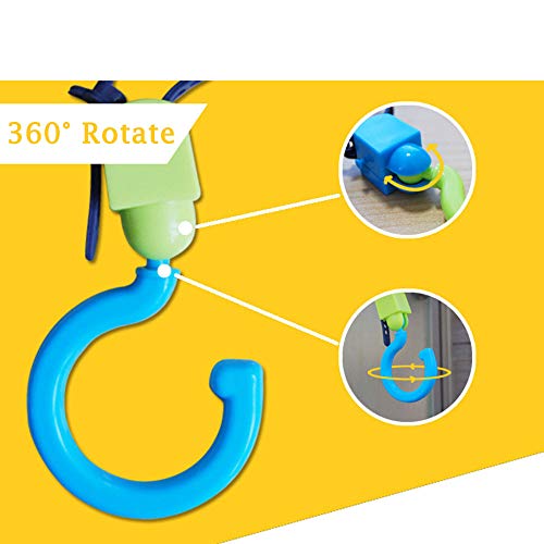 JCBIZ 2PCS Hanger Hook 360 Degree Rotate Swivel Baby Stroller Hooks Hanging Pram Cart Holder Clips Accessories Multi Purpose Blue+Orange