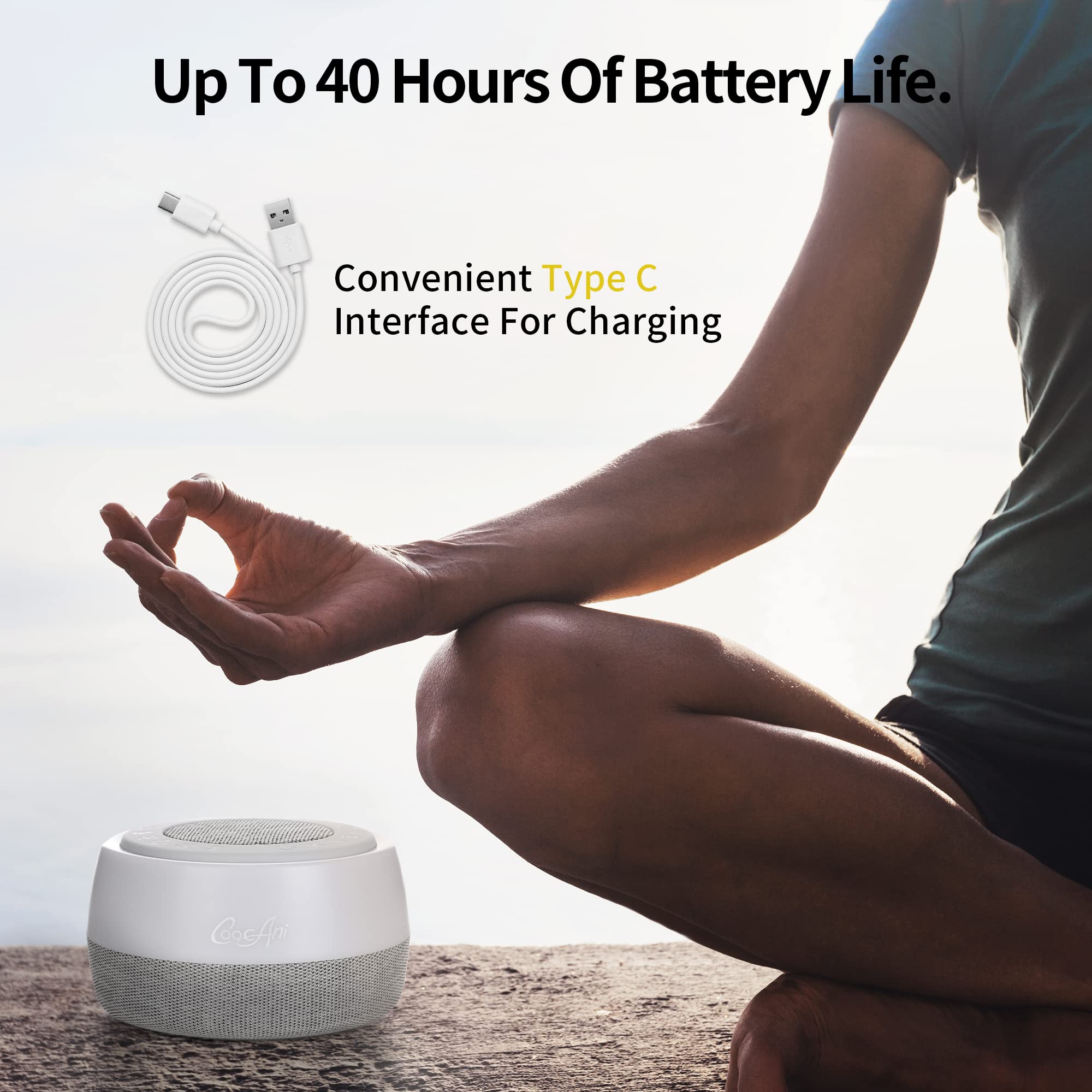 Sound Machine & Night Light & Bluetooth Speaker 3-in-1,CoocAni Rechargeable White Noise Machine with 24 Soothing Sound and Memory Function, Timer for Baby Kids Adults