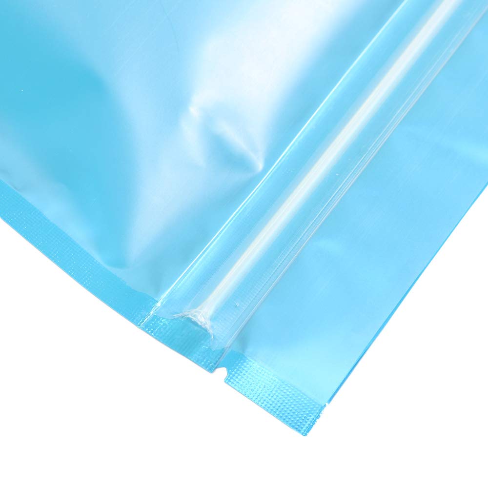 QQ Studio Matte Blue Re-Sealable Stand Up Pouches with Translucent Window for Food Packaging (100, 4" x 6")