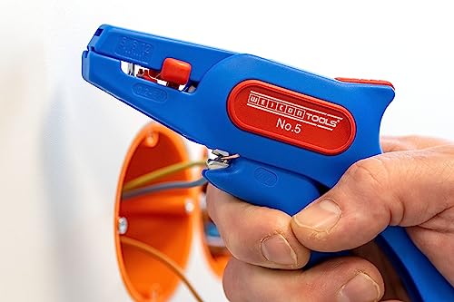 WEICON Wire Stripper No. 5 /Wire Stripper Adjustable 24-10 AWG (0.2-6.0 mm²) /Wire Stripping Pliers with Side Cutter up to 2.0 mm/for Round Cables