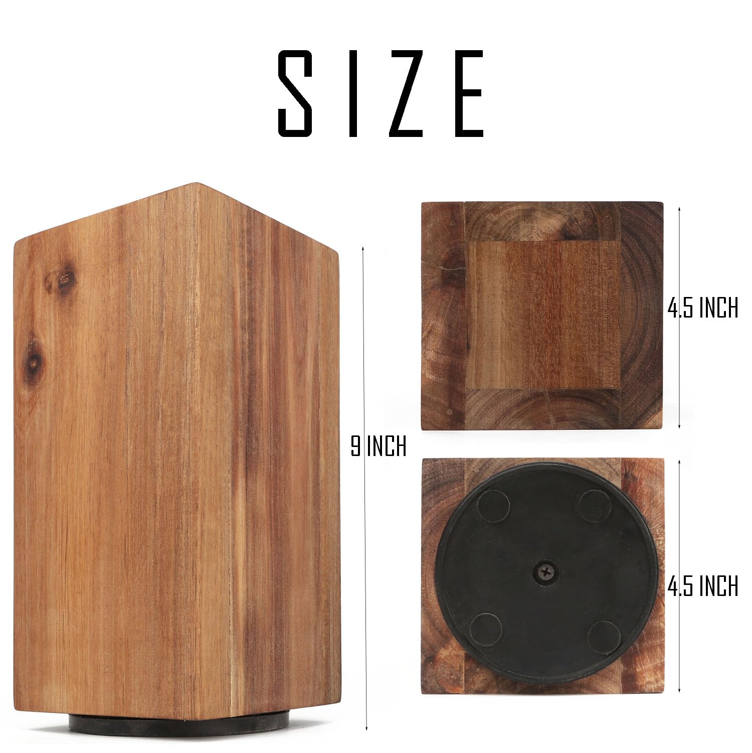Resafy Magnetic Knife Wooden Block 360 Rotatable Knife Holder Rack Magnetic Stands with Strong Enhanced Magnets Kinves Strip