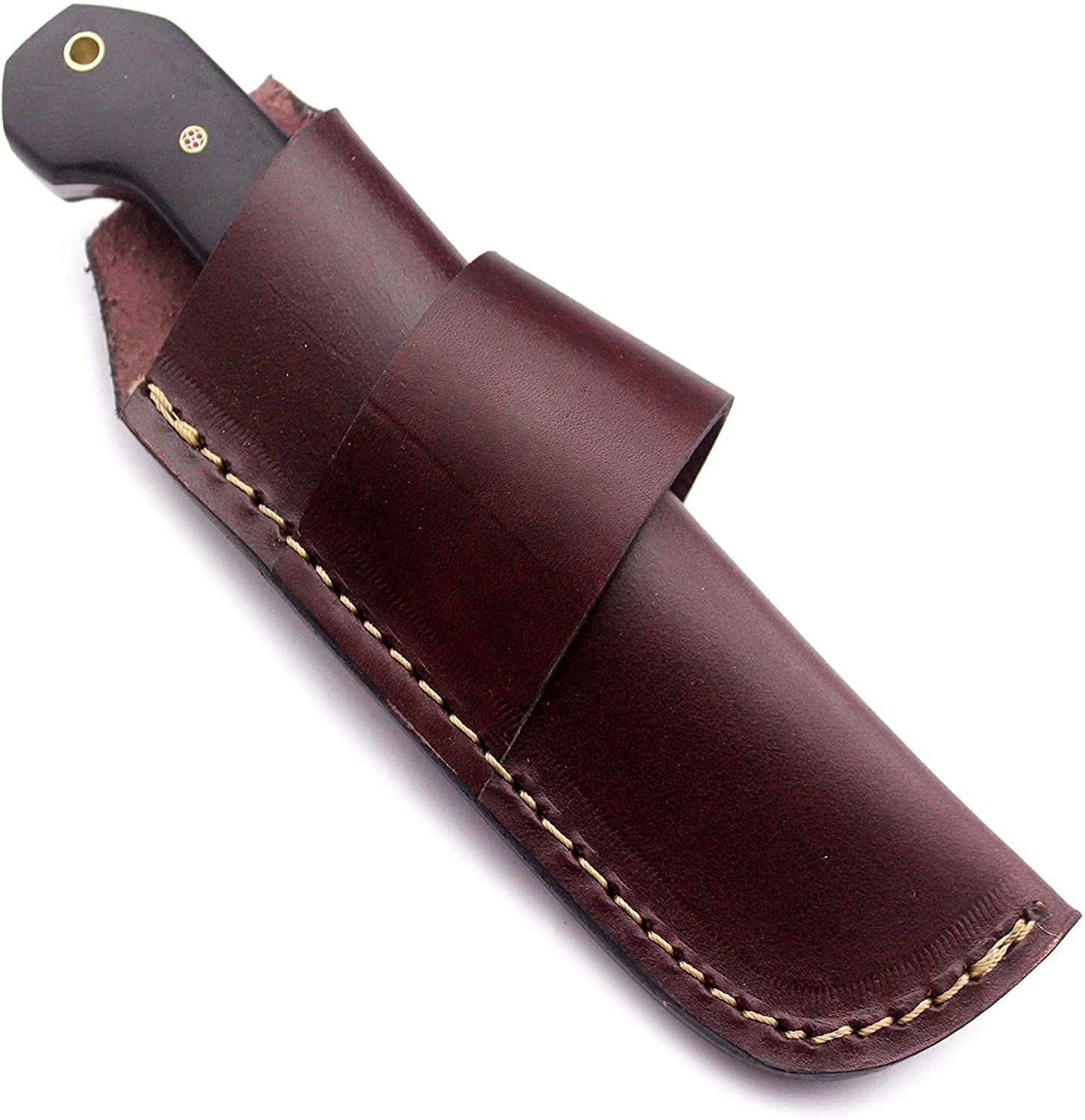 MAAN Handmade Damascus Steel Fixed Blade Knife - Micarta Handle for Survival, Tactical, and Camping - Hunting Knife with Right Hand Cross Draw Leather Sheath - MNK103