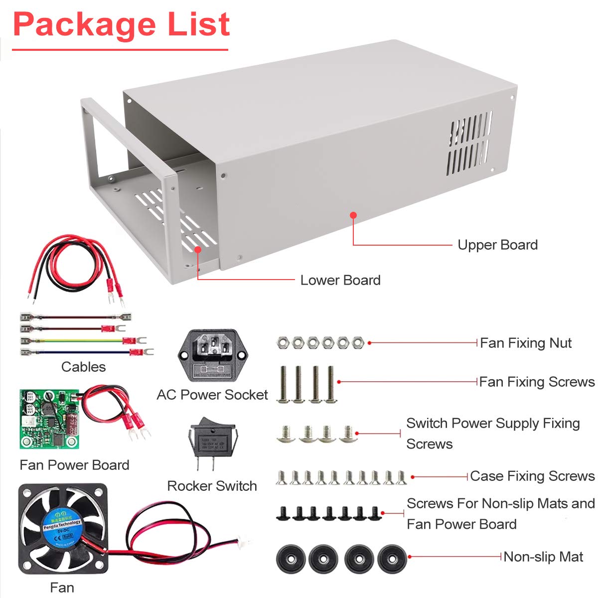 MakerHawk DC Power Supply Case Variable Adjustable Lab Bench Power Supply Buck Converter Step Down Switching Regulated Metal Housing Shell 30V 60V 6A