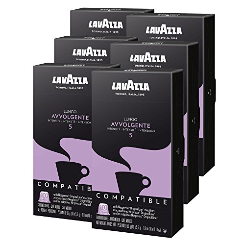 Lavazza Premium Coffee Corp Nespresso OriginalLine Compatible Capsules Avvolgente Espresso Lungo, Dark Roast Coffee, 10 ct