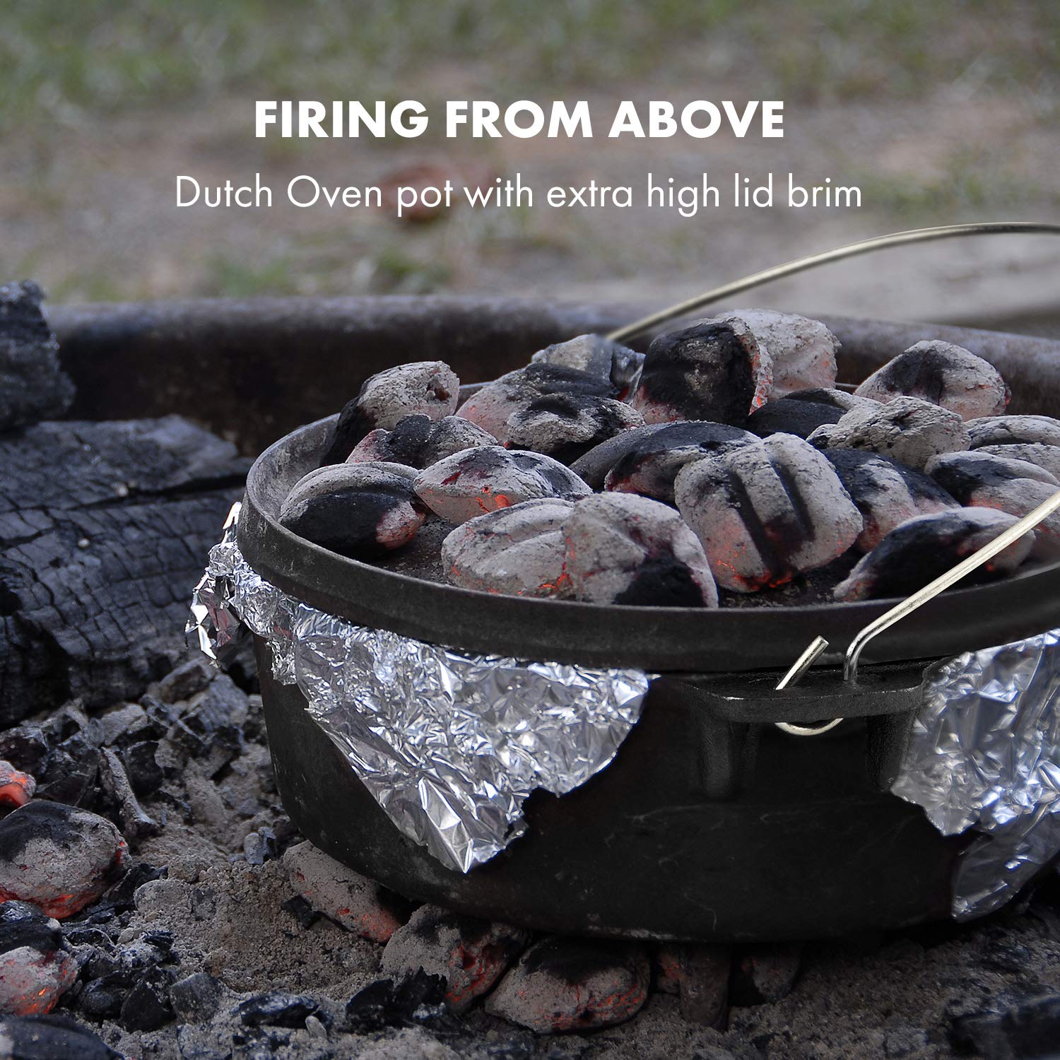 KLARSTEIN Hotrod Masterplan Dutch Oven Set, 7-Piece Cast Iron Pot Set for BBQ, Cooking, Serving, Frying, Baking, Open Fire, Extra-High Lid Rim, Includes Wooden Transport Box, Easy Handling