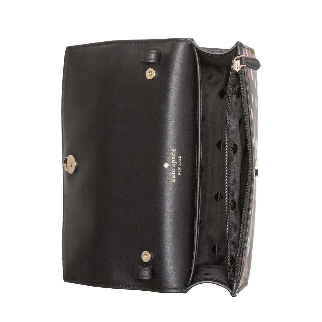 Kate Spade Staci Glimmer Dot Printed Small Flap Crossbody Bag (Black Multi)