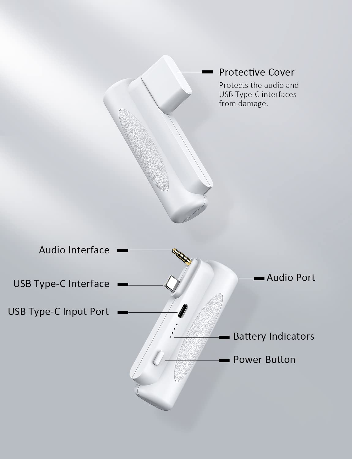NexiGo Battery Pack for Oculus/Meta Quest 2, Audio Passthrough, [Patented Design], 4800mAh Capsule Power Bank with LED Indicators, Lightweight, for Extra 2.5-4 Hours Playtime, White