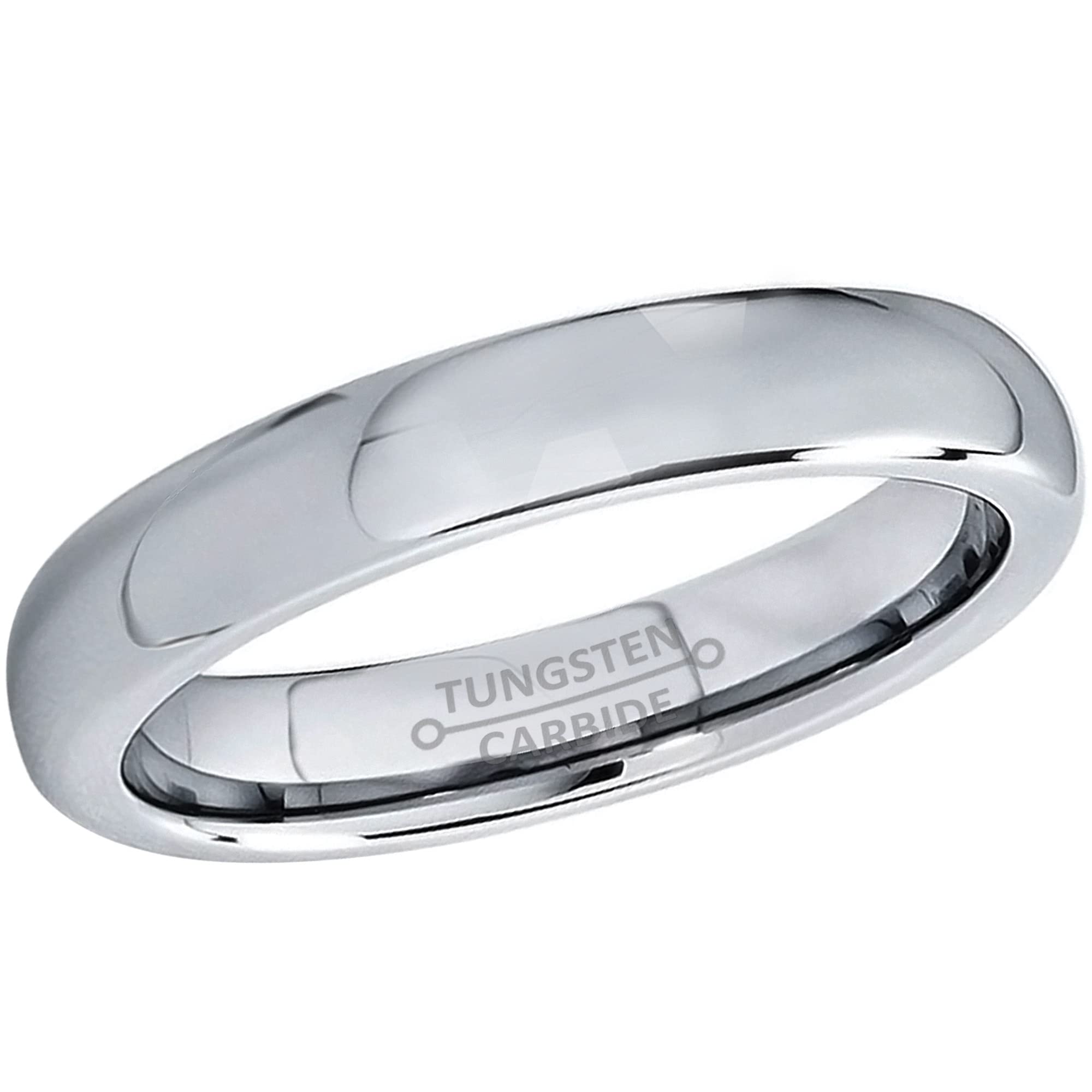 Jewelry Avalanche 4mm Comfort Fit Tungsten Wedding Band, Polished Classic Dome Tungsten Carbide Ring, Tungsten Anniversary Ring #015s7.5