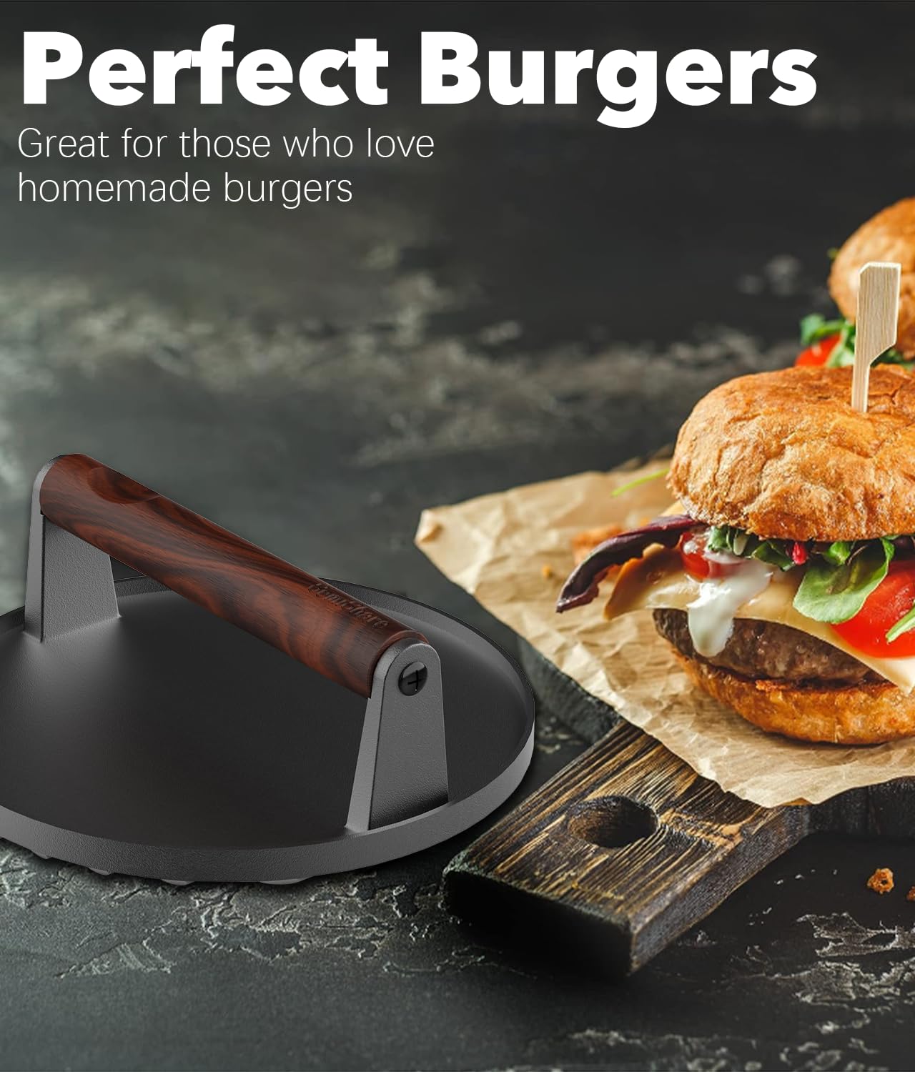 SemiShare Griddle Accessories for Blackstone, Commercial Grade 12 Inch Heavy Duty Round Melting Dome with 7" Round Cast Iron Grill Burger Bacon Press…