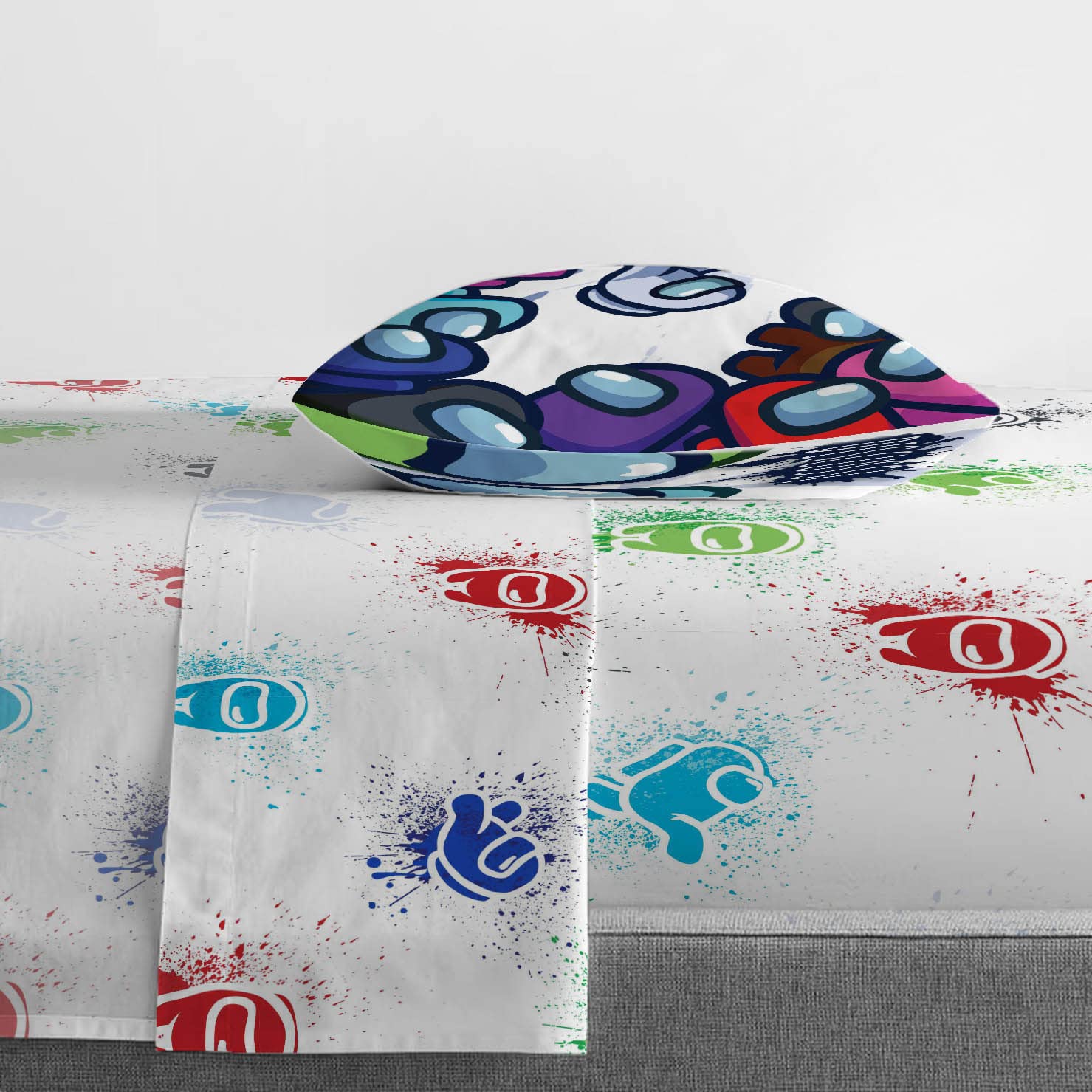 Jay Franco Among Us Space Splatter Twin Size Sheet Set - 3 Piece Set Super Soft and Cozy Kid’s Bedding - Fade Resistant Microfiber Sheets (Official Among Us Product)