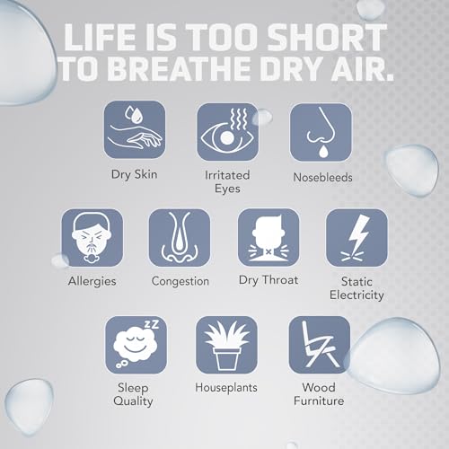 PureGuardian H965AR Ultrasonic Cool Mist Humidifier, 70 Hrs. Run Time, 1 Gal. Tank Capacity, 320 Sq. Ft. Coverage, Small Rooms, Filter Free, Silver Clean Treated Tank, Includes Essential Oil Tray
