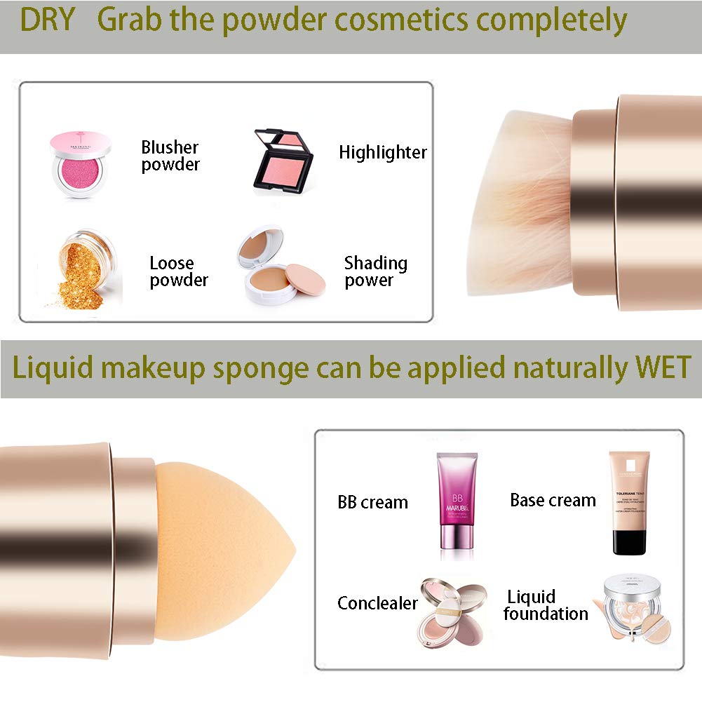 Makeup Brush Mini 4 in 1 Kit for Travel Cosmetic Applicator Foundation Sponges Brushes Valentine's Day Gift, Blending Eyeshadow Concealer Eyeliner Eyebrow