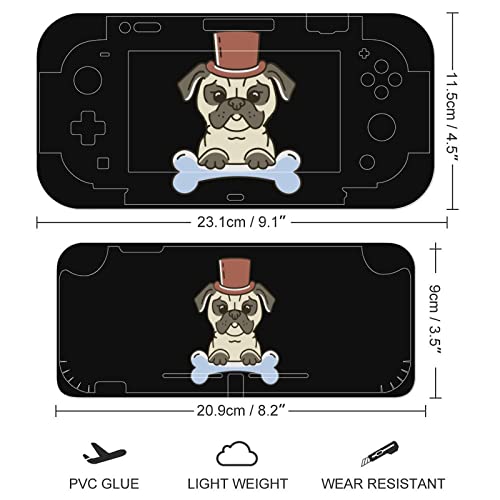 Pug Gentlemen Dog Bones Decal Stickers Cover Set Full Wrap Skin for Switch Protection Faceplate Sticker for Switch