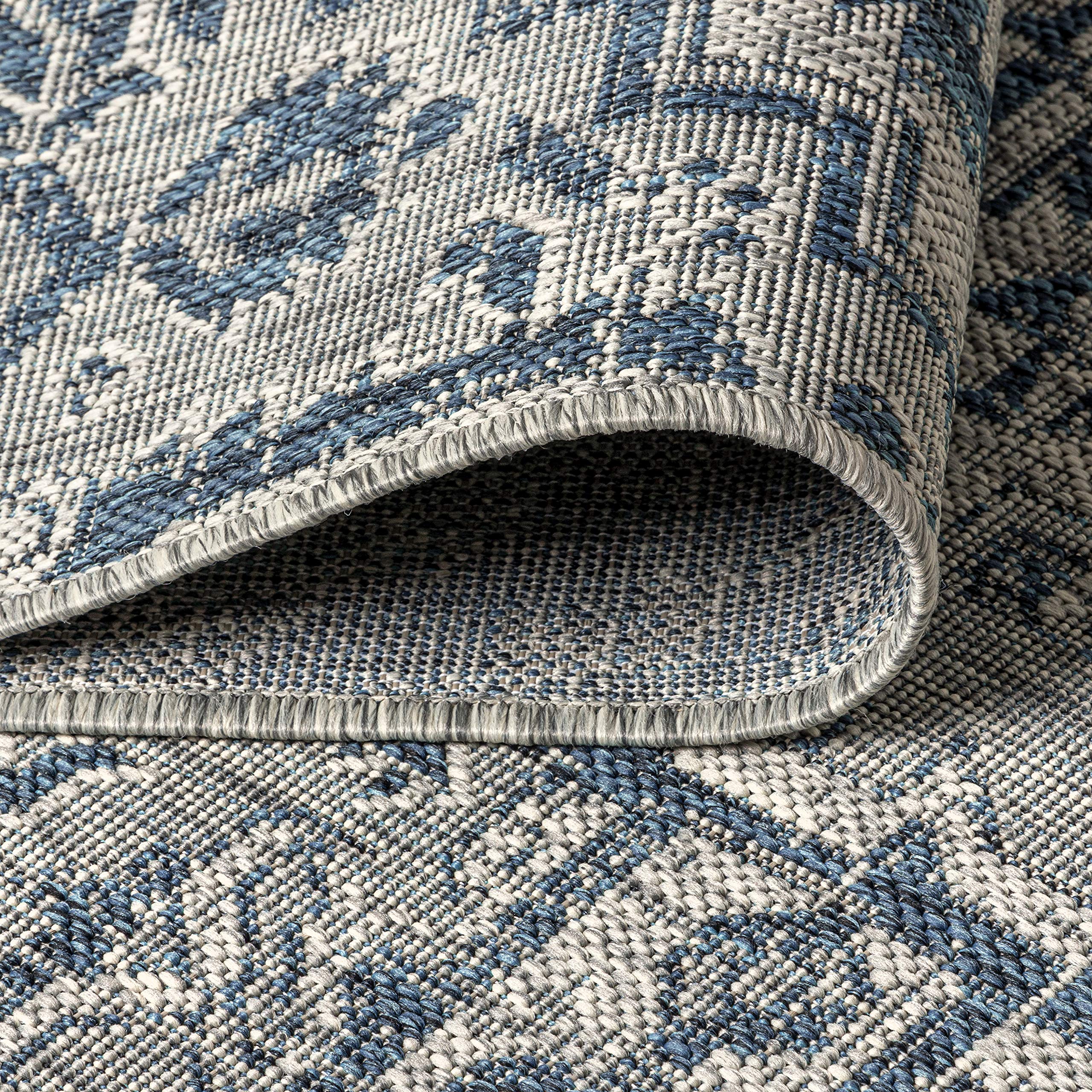 JONATHAN Y SMB105B-9 Estrella Bohemian Medallion Textured Weave Indoor Outdoor Area Rug Coastal Bohemian Rustic Glam Easy Cleaning Bedroom Kitchen Backyard Patio Non Shedding, 9 X 12, Navy/Gray