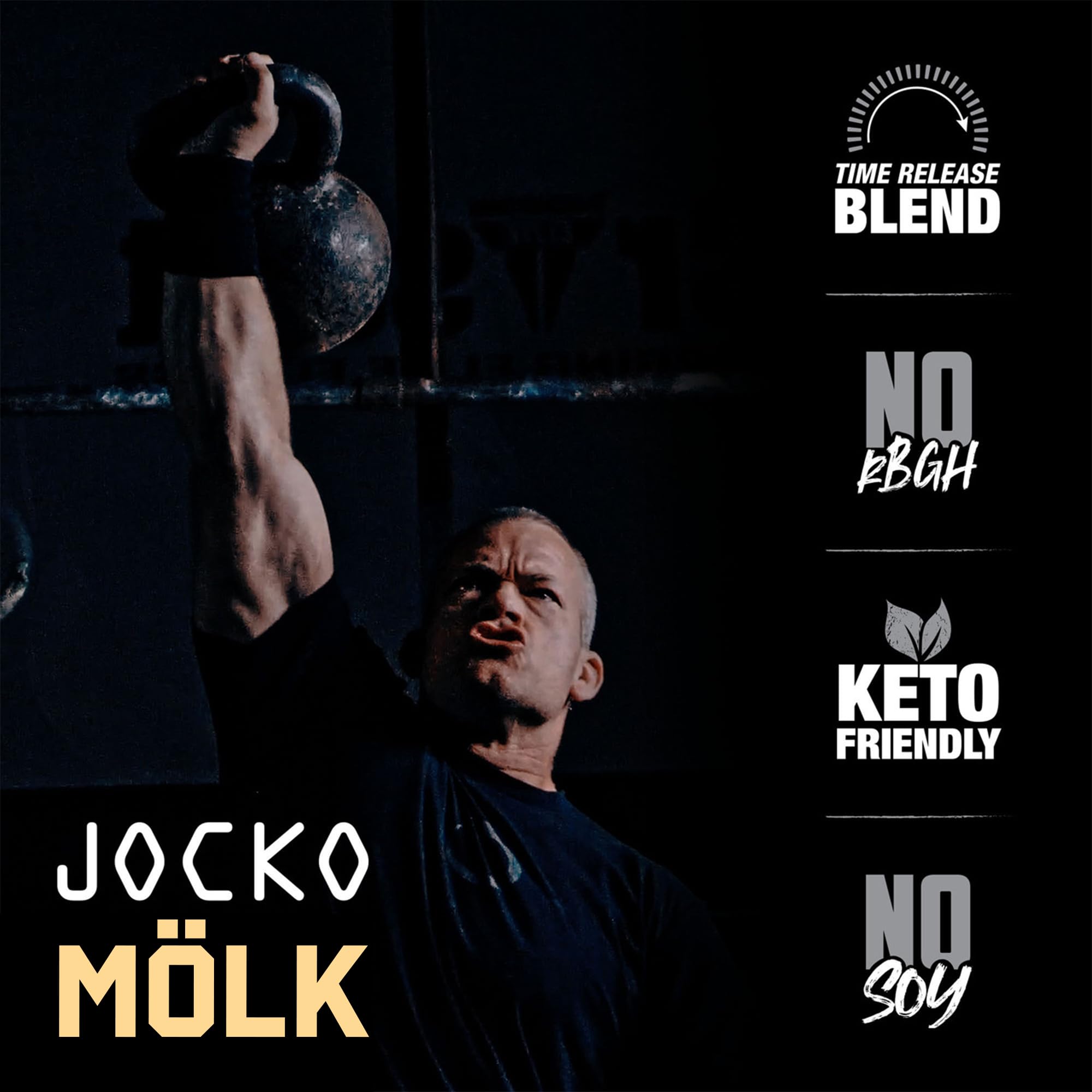 Jocko Mölk Whey Protein Powder - Keto, Probiotics, Grass Fed, Digestive Enzymes, Amino Acids, Sugar Free Monk Fruit Blend - Supports Muscle Recovery & Growth (2 LB, Vanilla)