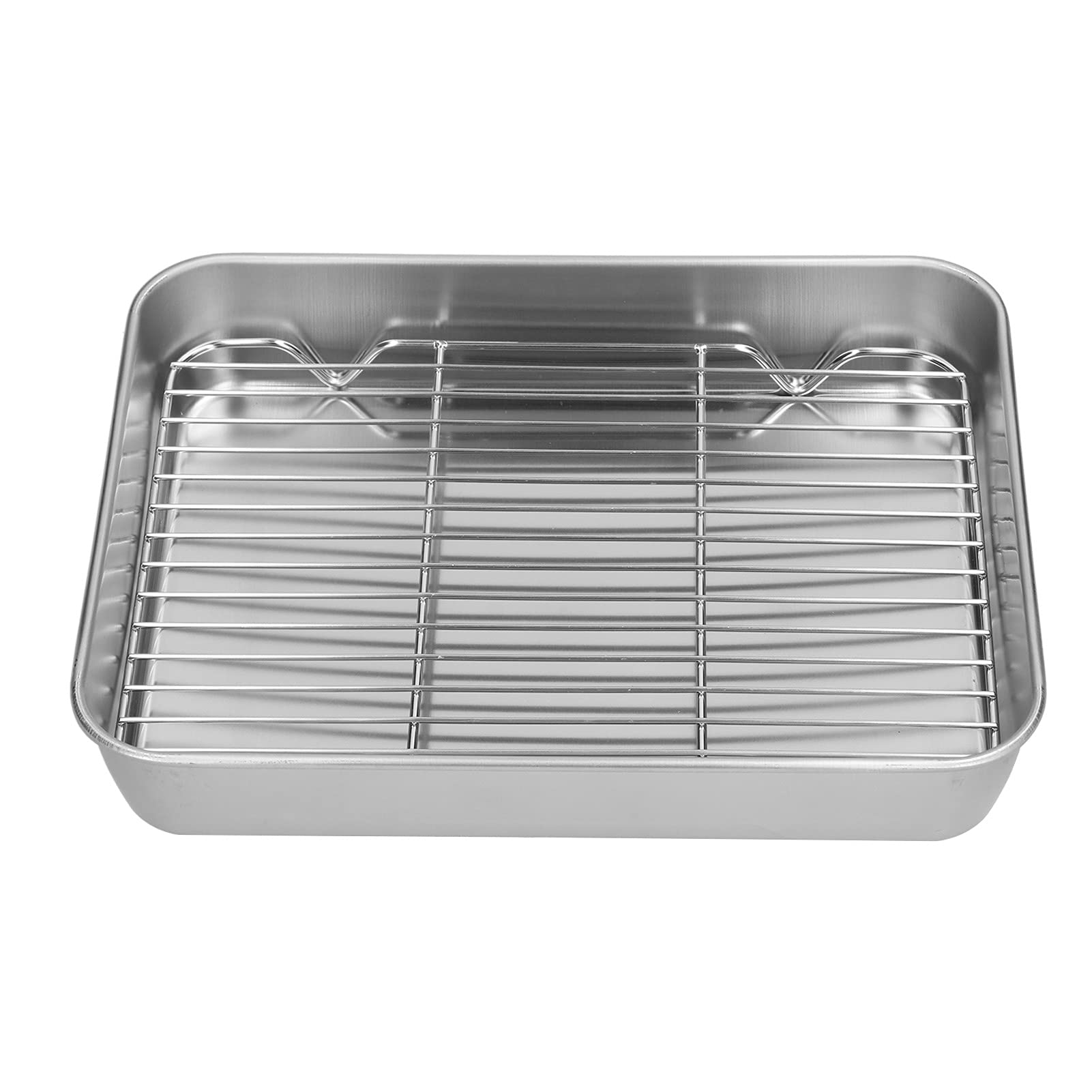 Roasting Pan with Floating Rack, Bakeware Nonstick Stainless Steel Roaster Rectangular Roaster Easy Clean for Cooking Baking(26.5 * 20.5 * 5CM)