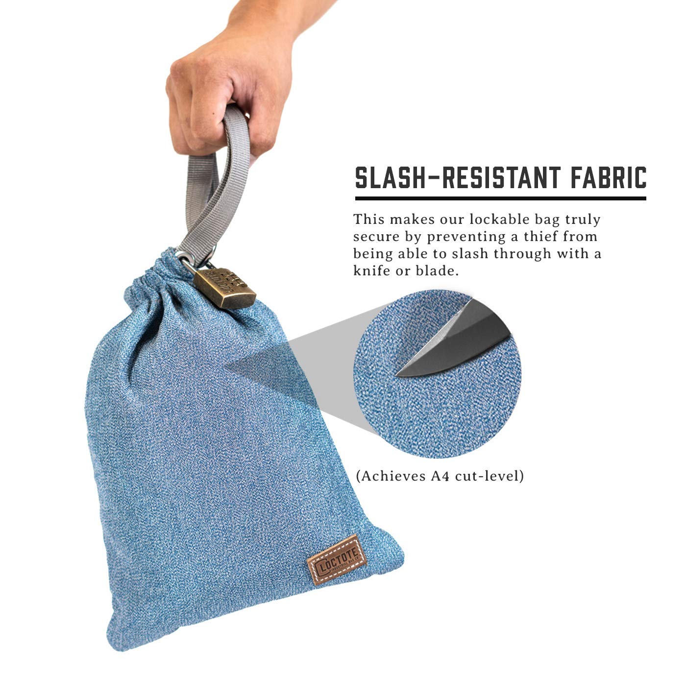 LOCTOTE AntiTheft Sack 3L | Portable Travel Safe | Cut-Resistant, RFID Blocking and Water Resistant | Beach Bag with Lock | Beach Safe | Travel Pouch | Beach Lock Box for Valuables and Personal Items