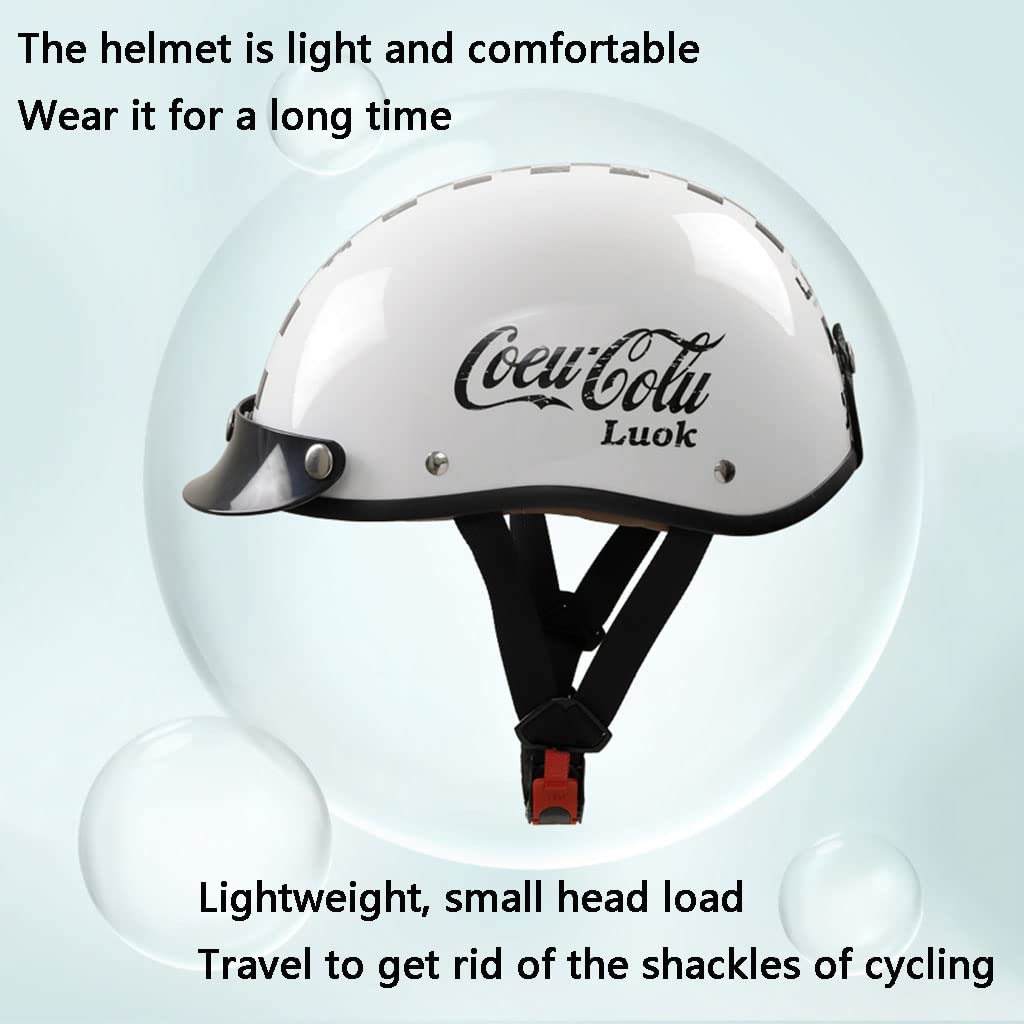 Motorcycle German Style Half Helmet, with Goggles Skull Cap Open Face Helmet, DOT Approved for Adults Unisex Cruiser ATV Scooter Chopper Electric Bicycle Helmet , Suitable for All Seasons-E-Large