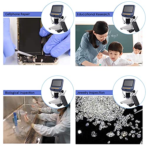 SLNFXC 220X Desktop Electronic Digital Stereo Microscope for Soldering Repairing with 4.3-inch Screen LED Light