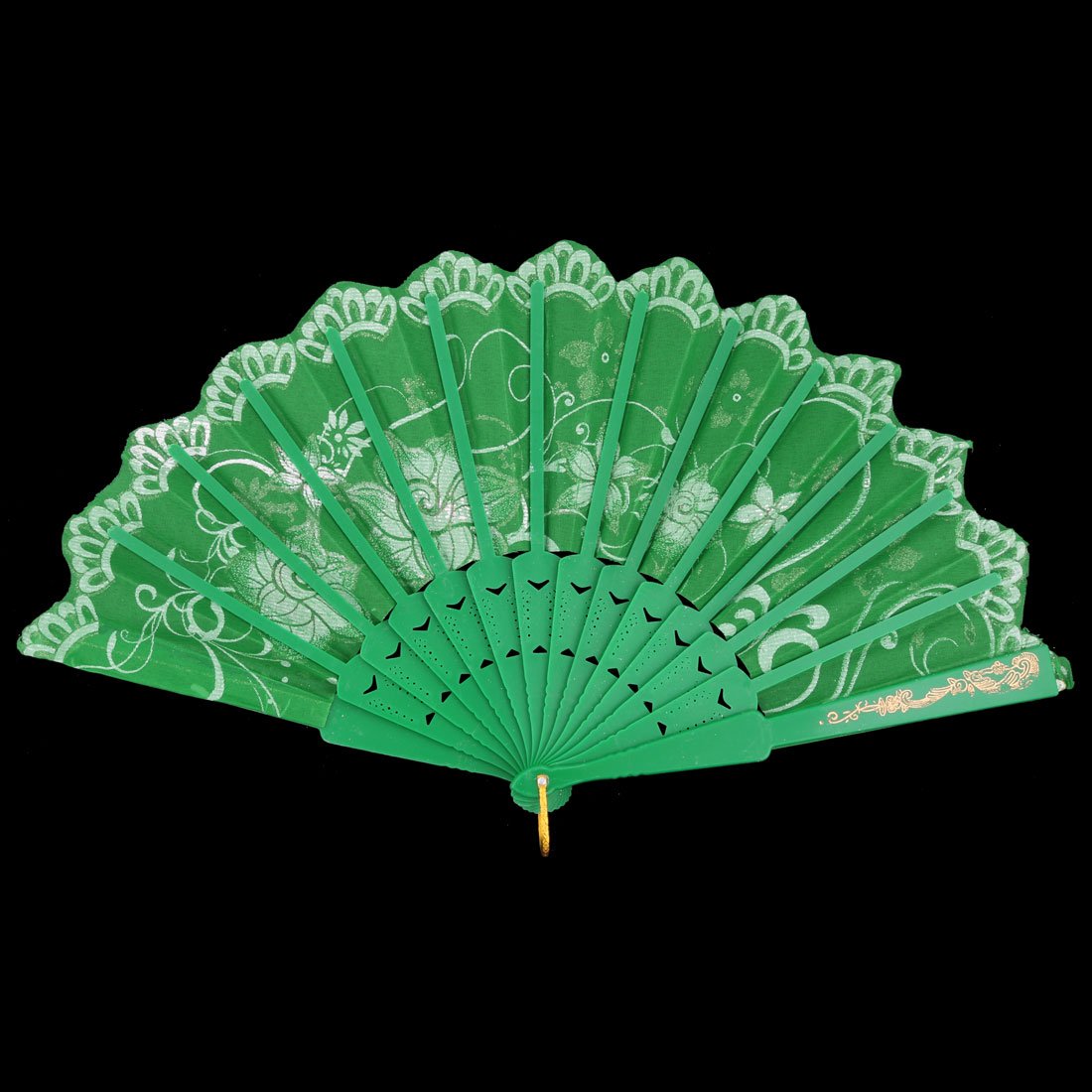 Qtqgoitem Polyester Flower Printed Show Dance Classical Style Foldable Cooling Hand Fan Green (model: d1a 6ed aae 017 dab)