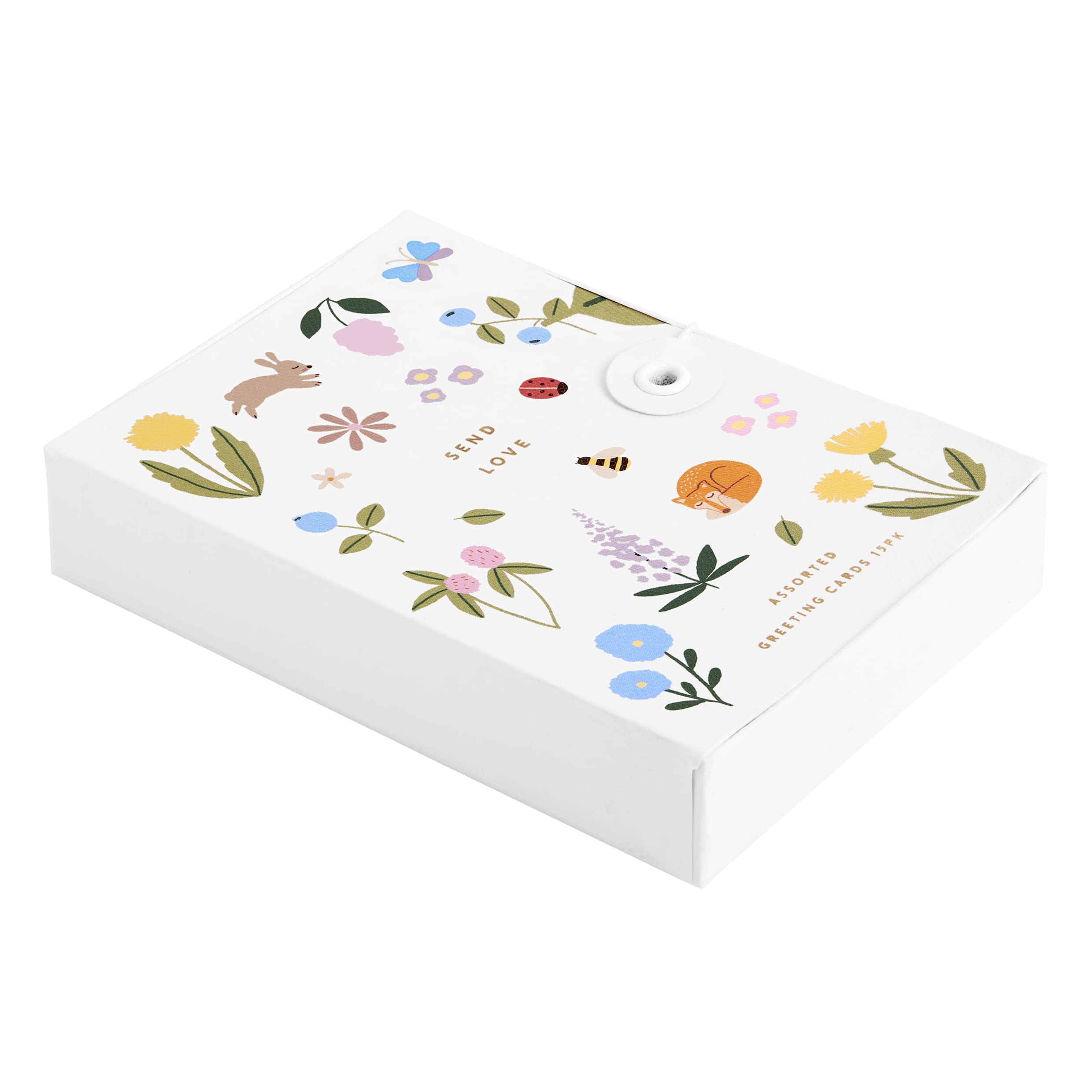 kikki.K Slow Down Collection - Assorted Greeting Cards 15pk, Send a Simple Heartfelt Note, 5 Unique Designs, kikki.K Seasonal Print for Card and Envelop, 5.51" L x 3.98" W x 0.98" H