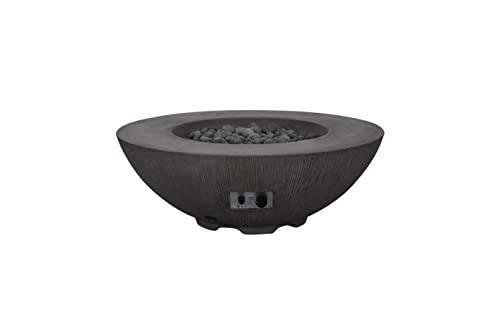Pyromania Shangri-La Outdoor Concrete Fire Pit Bowl, 41 Inches Round - Natural Gas Model in Charcoal Gray Color