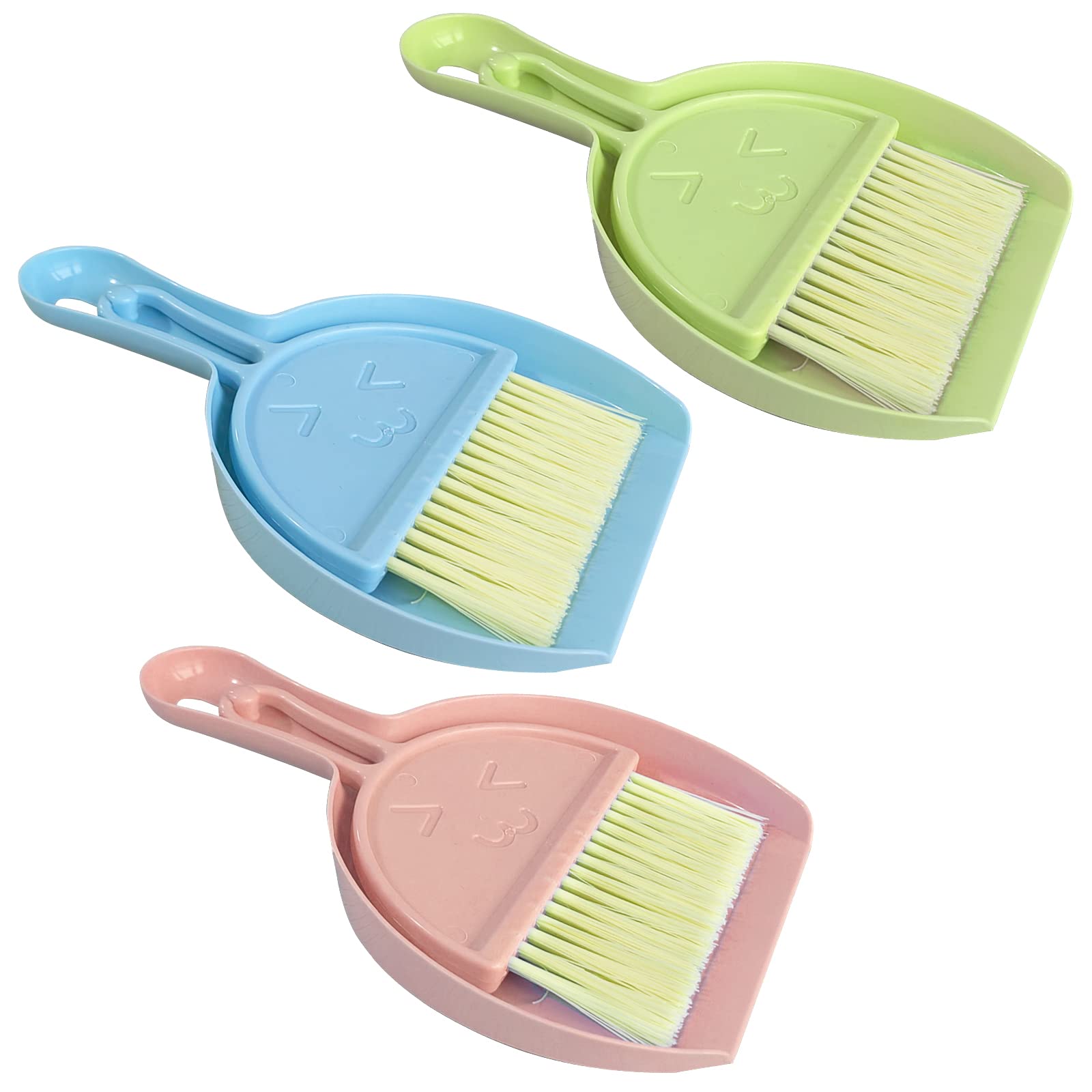 Small 3 Pack Broom and Dustpan Set Mini Handable Keyboard Countertop Table Cleaning Necessities