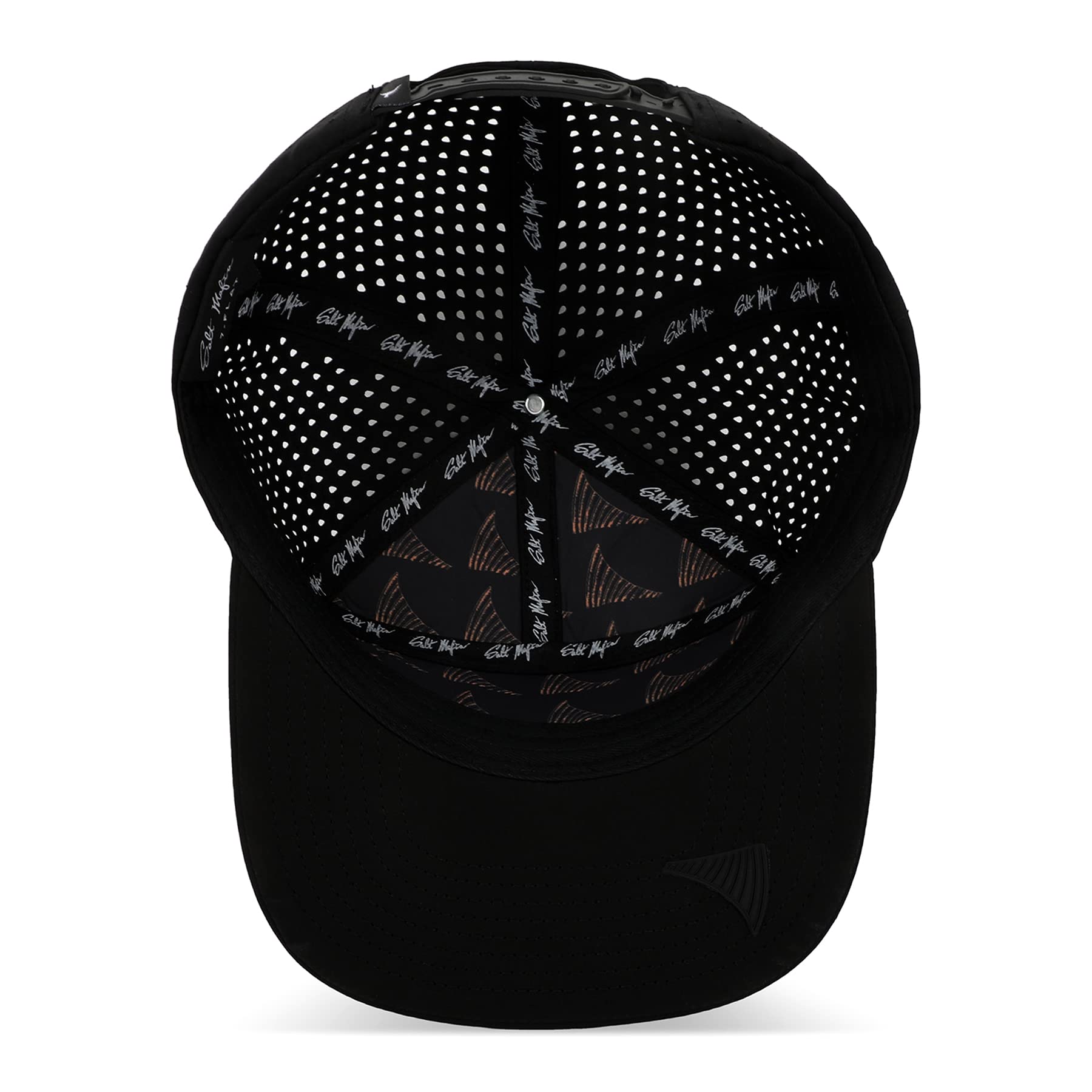 Salt Mafia 7-Panel Flat Brim Water-Resistant Performance Snap Back Hat, Blackout