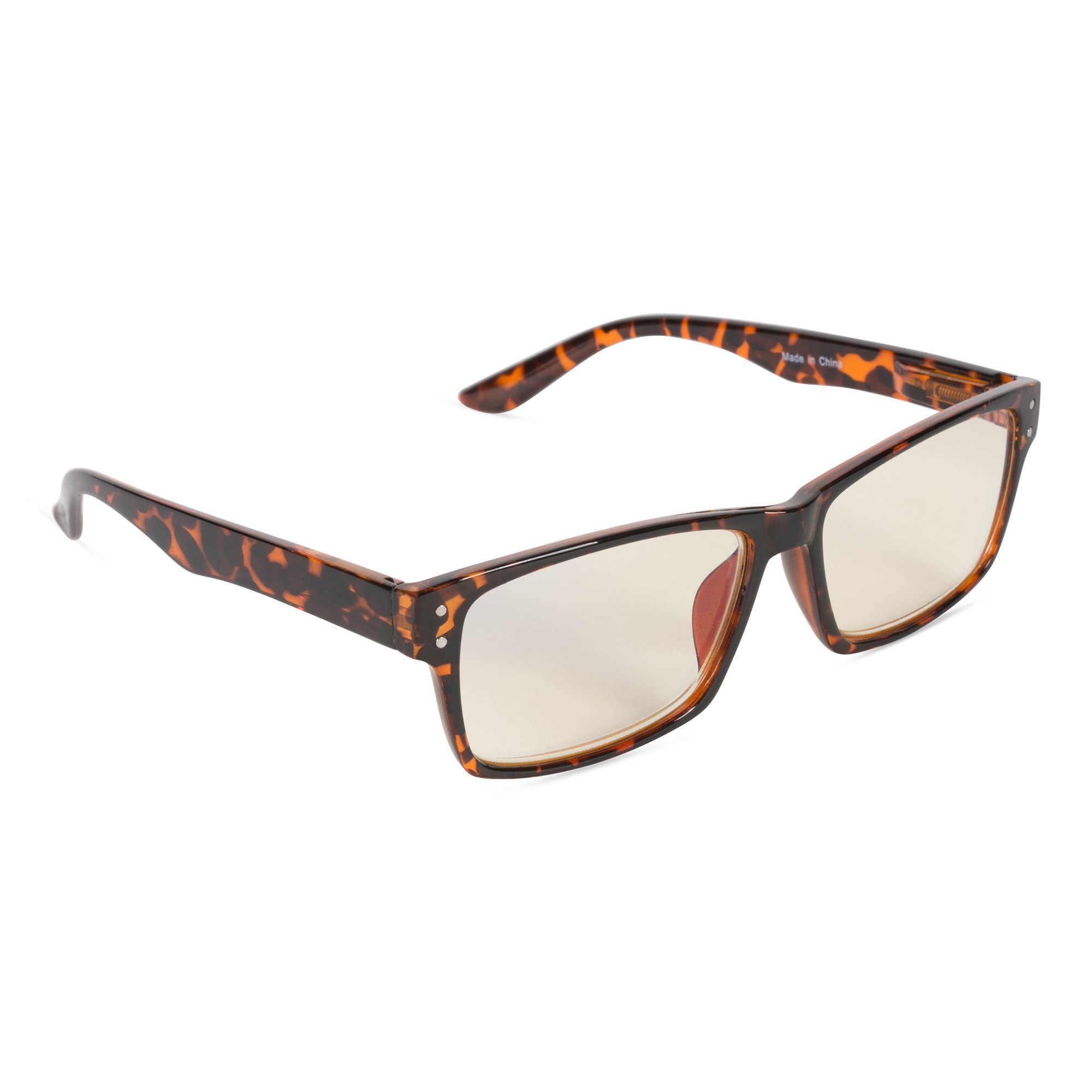 Inner Vision Eye Strain Relief Computer Screen Reading Glasses w/Case - Anti Blue Light, Anti Glare, Scratch Resistant, & Spring Hinges - Unisex, (4.0 x Magnification), Brown Tortoise
