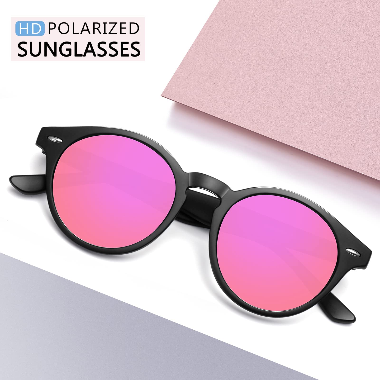 MEETSUN Classic Round Polarized Sunglasses for Women Retro Vintage Designer Style Trendy Sun Glasses UV400 Lens (Light Brown)