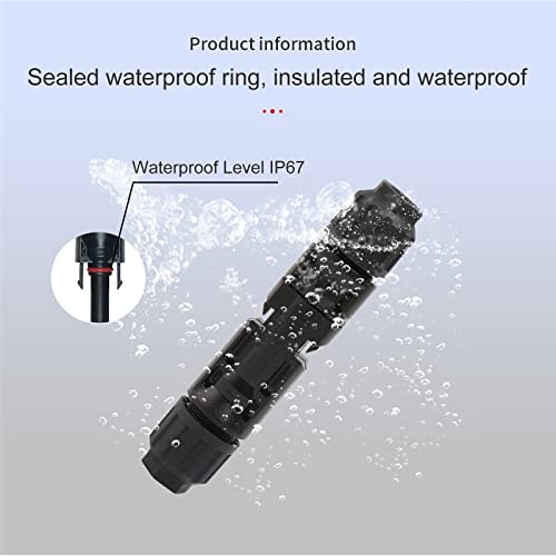 RAKDSYMC 6Ft 10AWG(6mm²) Solar Panel Extension Cable, Solar Panel Wire with Female and Male Connector with Extra Free Pair of Spanner Wrench (6Ft Red+6Ft Black)