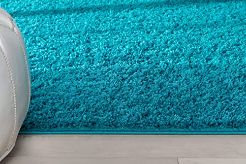Well Woven Elle Basics | Emerson Shag Teal Blue | Textured (5'3" x 7'3") Area Rug