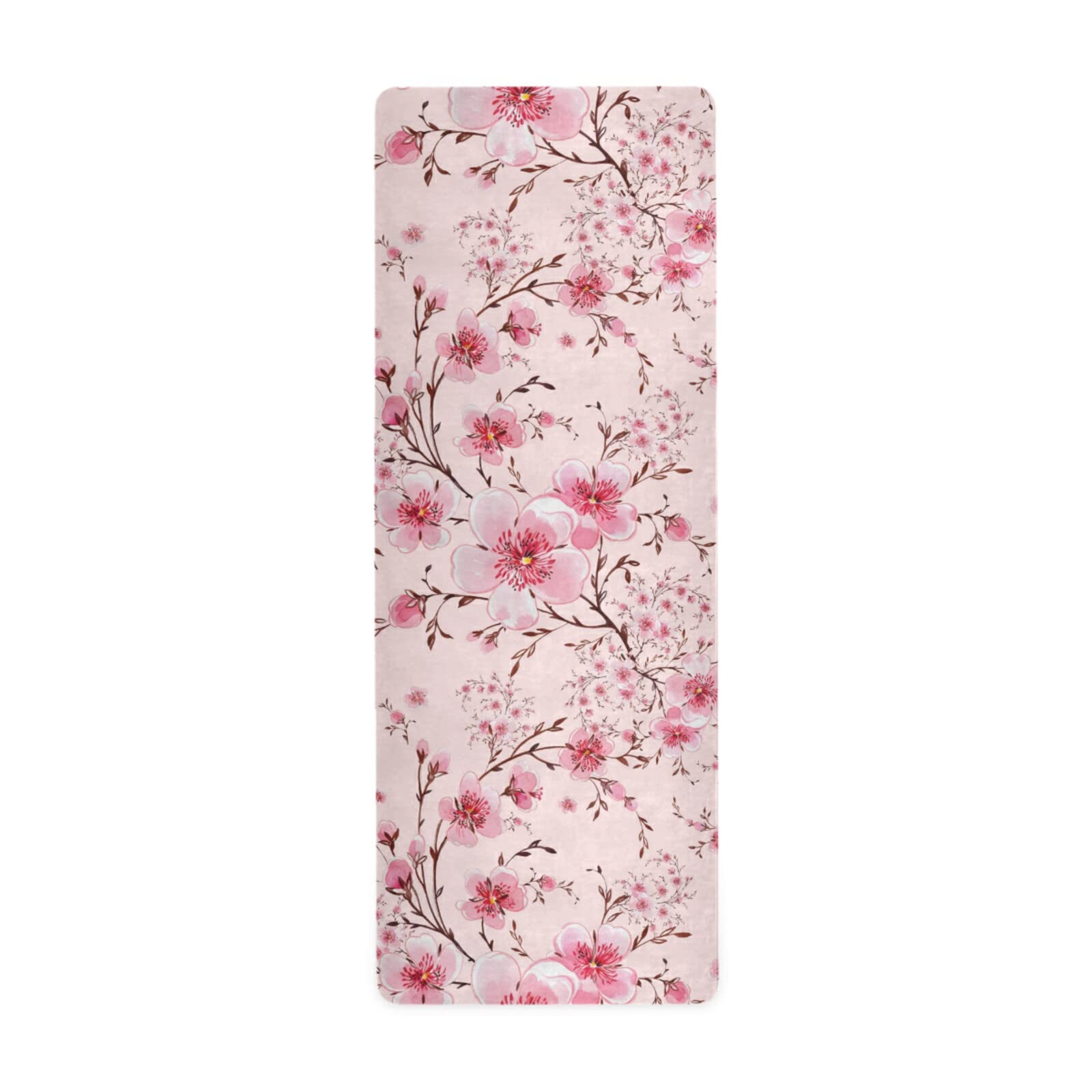 Pink Cherry Blossom Yoga Mat Cover, Non Slip Exercise Mat Cover High Performance Grip, Coming with Carry Bag(6cr8a)