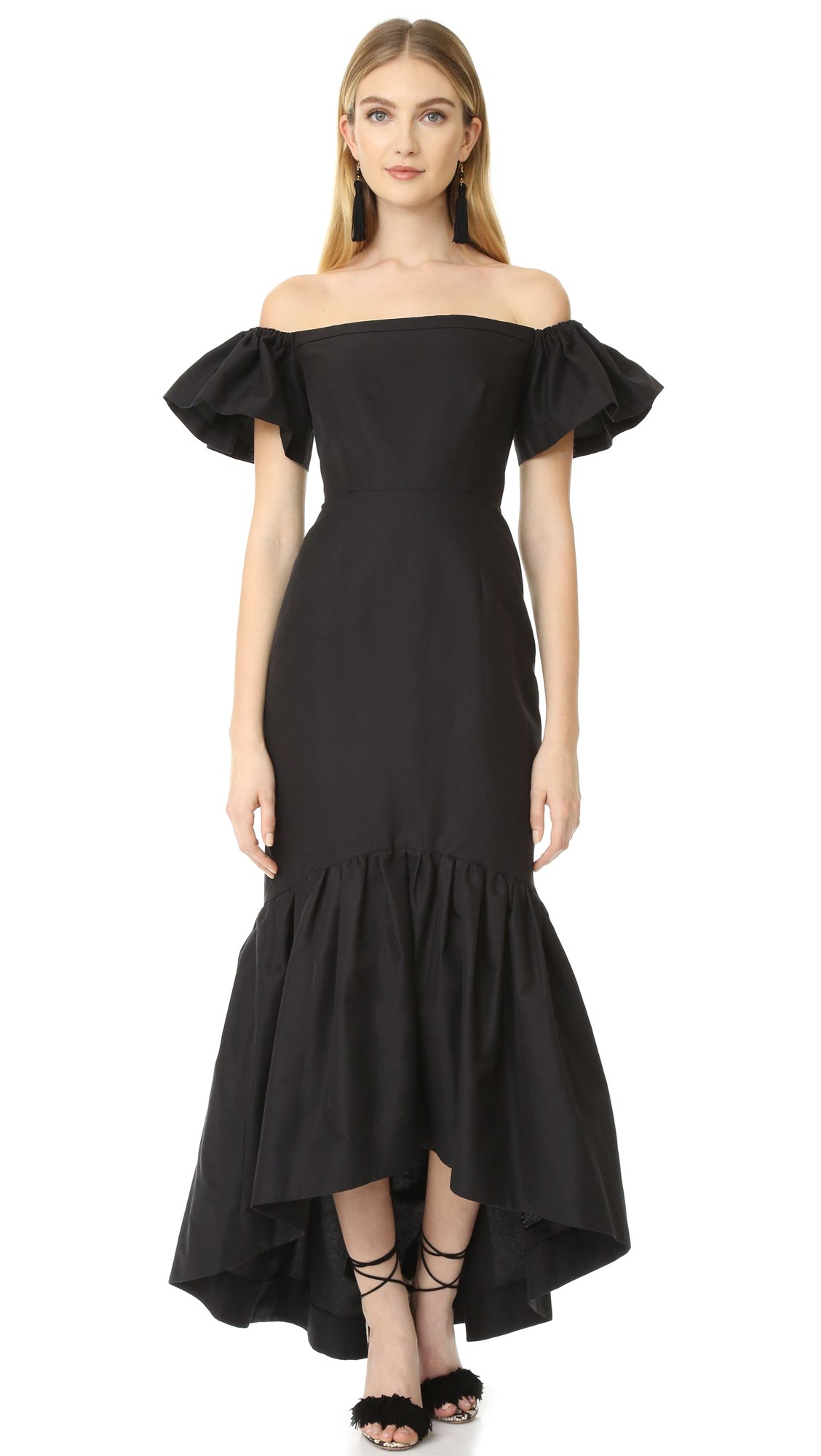 Jill Jill Stuart Women's Off Shoulder Hi Lo Dress, Black, 4