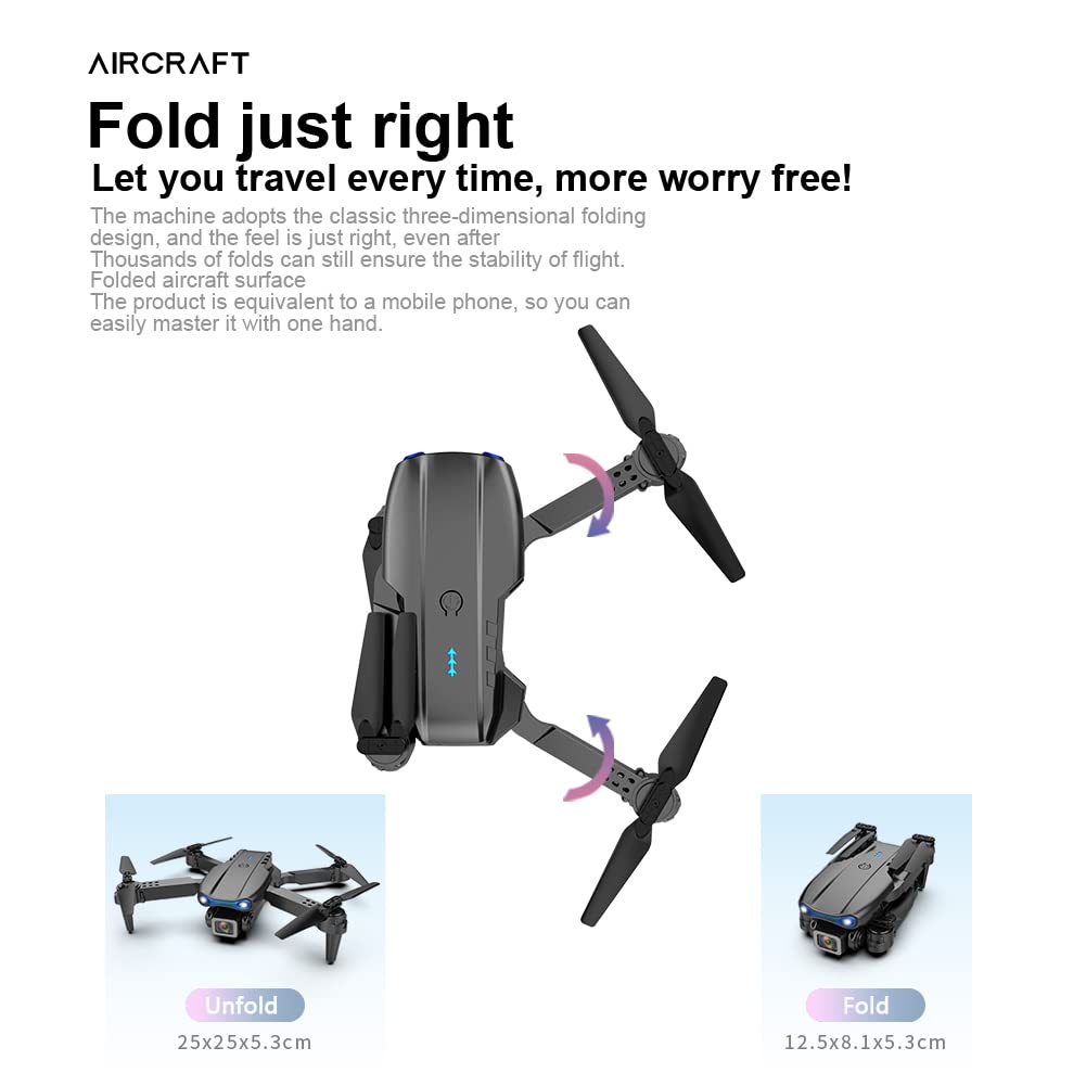 KADOWL Drone for Kids adult with 4K Camera,Remote Control Foldable Drone with Carrying Case,Gifts for Boys Girls with Altitude Hold, Headless Mode, One Key Start Speed Adjustment Auto Hovering, 3D Flips 2 Batteries, Long Endurance, Black
