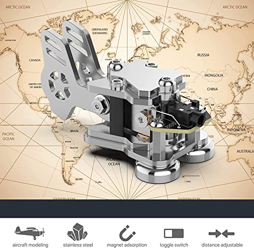 Putikeeg Mini Key Morse Radio HAM Send Telegram Double Paddle Morse Code Key with Stainless Steel Body Three Neodymium Magnets Base Silver