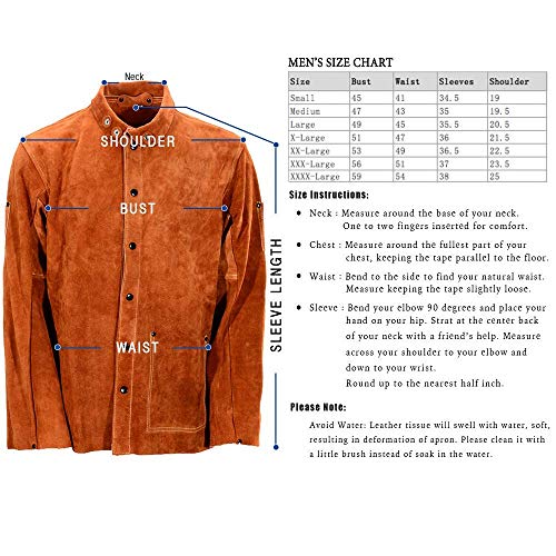 QeeLink Leather Welding Work Jacket with Hood Flame-Resistant Heavy Duty Split Cowhide Leather Welder Jackets with Hood for Men & Women, 3XL