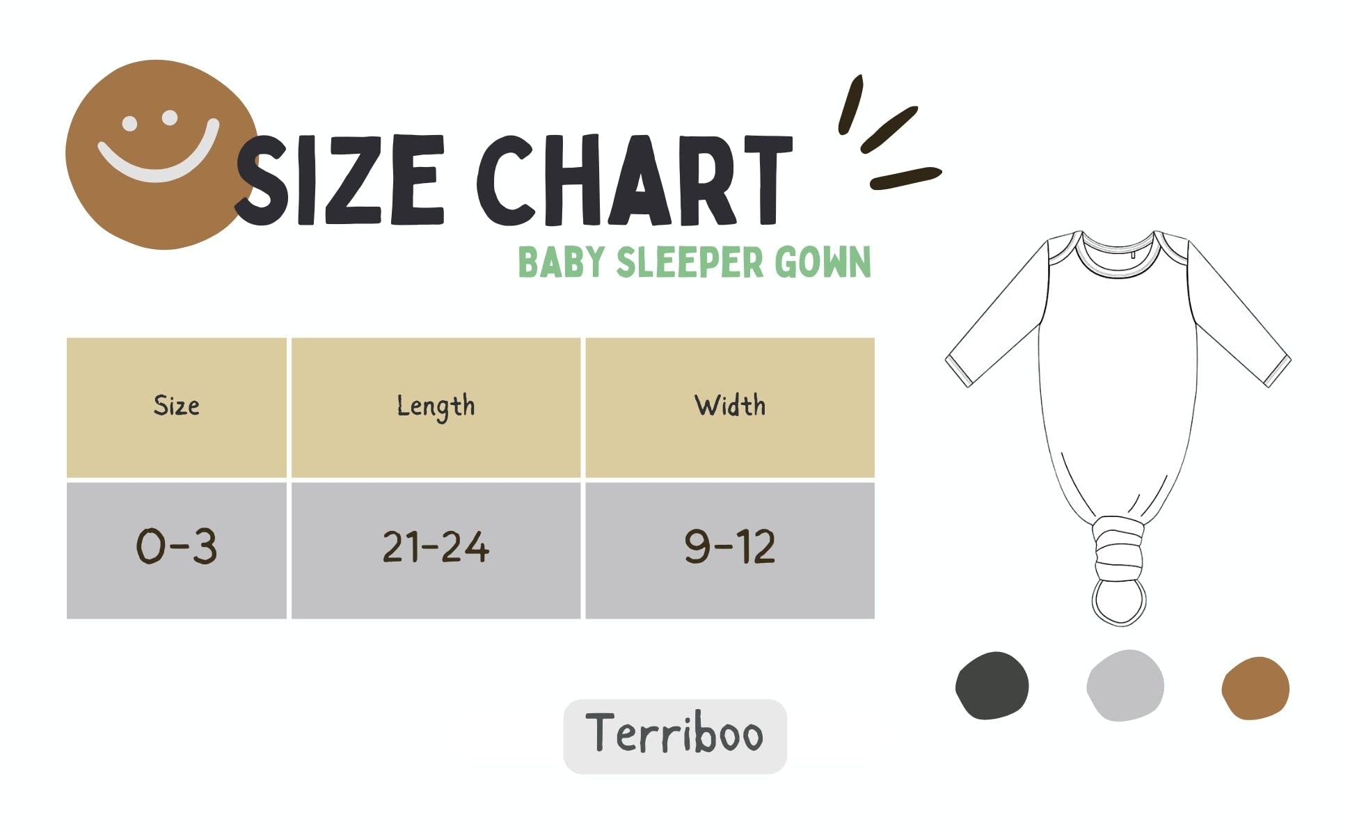 Terriboo Newborn Baby Boy Long Sleeve Sleeper Gown Coming Home Outfit Nightgown Hat Set 0-3 month (Green)