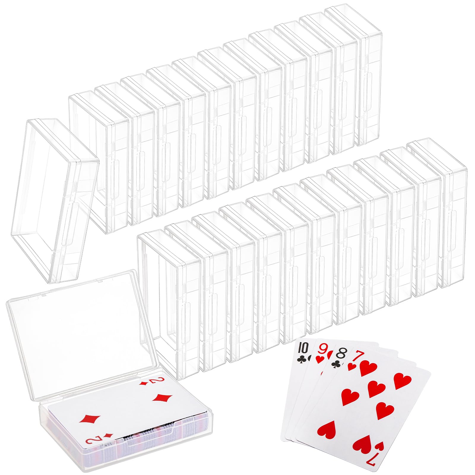 Tebery 24 Pack Playing Card Deck Cases Boxes Snaps Closed, Empty Plastic Storage Box Card Holder Organizer, Rectangle Clear Card Case for Business Trading Card Bridge Size Cards