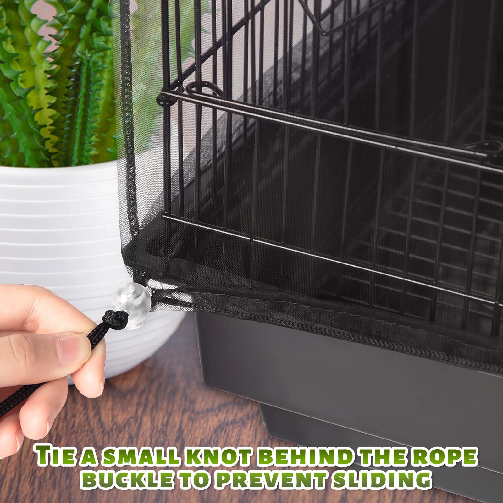 KFPPLXQ Bird Cage Cover Adjustable, Extra Large Soft Breathable Mesh Bird Cage Nettin Seed Catcher for Indoor Round Square Cage (Black, 118 x 39.5 Inch/ 300 x 100 cm)