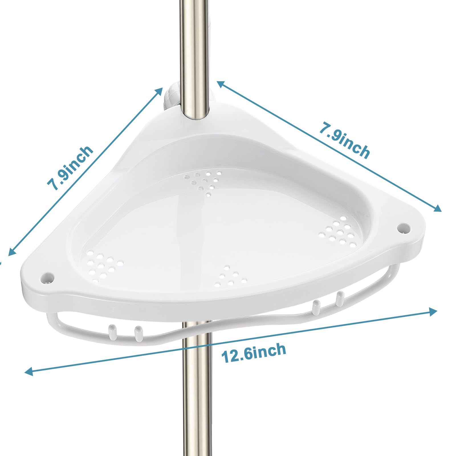 UIABOPZ Shower Caddy Tension Pole, Rustproof Shower Corner Caddy, 4-Tier Shower Organizer Corner Shelf Tension Rod Shower Caddy Corner 54 to 114 Inch