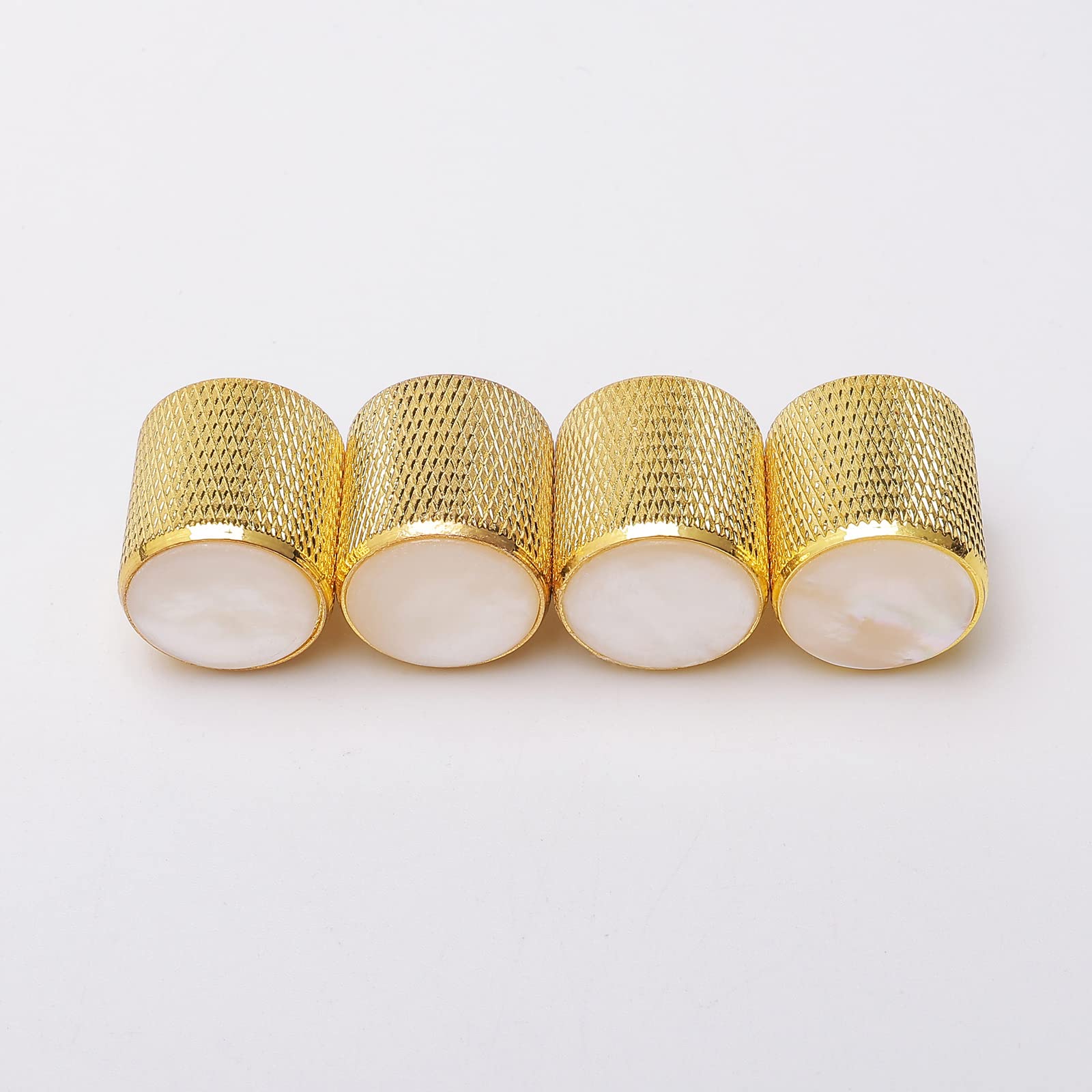 JIUWU Guitar Speed Control Knobs, Gold Volume Tone Control Metal Knob with Pearl White Top for Guitar Bass, Pack of 4