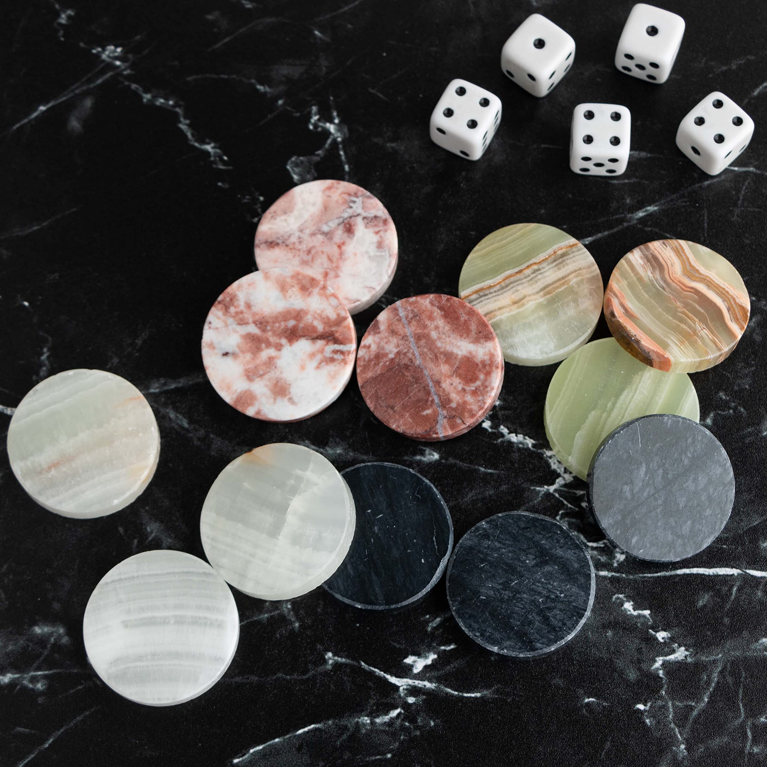 QUEENSTONE Marble Poker Chips Handmade Set of 100