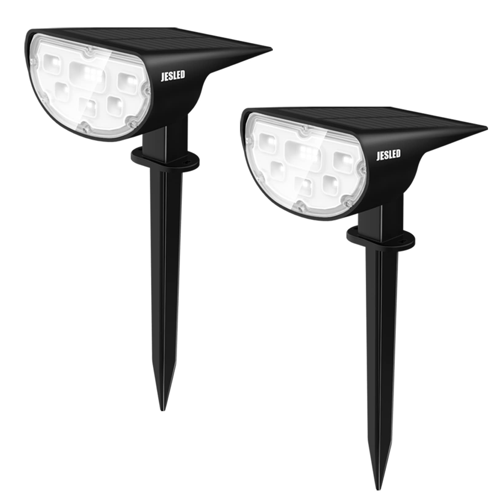 JESLED Solar Outdoor Lights, Solar Spot Lights Outdoor Waterproof IP67, 2 Modes(All Night Lighting) 2-in-1 Landscape Lights 2 Pack