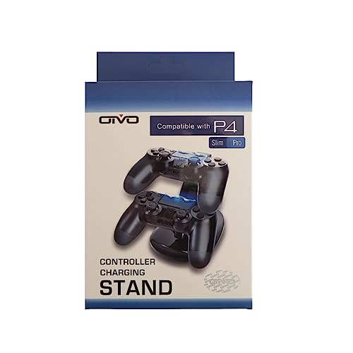 KONKY Controller Charger Dock Station Controller Charging Dock Stand Suit for PS4, USB Dual Charger Station Accessory with LED Indicator for Playstation 4 / PS4 Slim Pro and PSVR Controller, Black