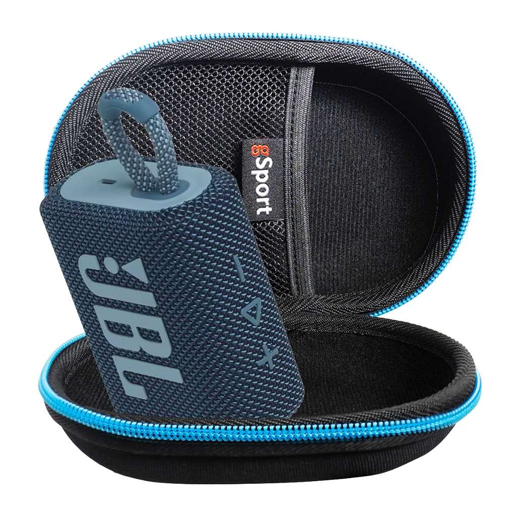 JBL GO 3 Waterproof Ultra Portable Bluetooth Speaker Bundle with gSport Deluxe Hardshell Case (Blue)