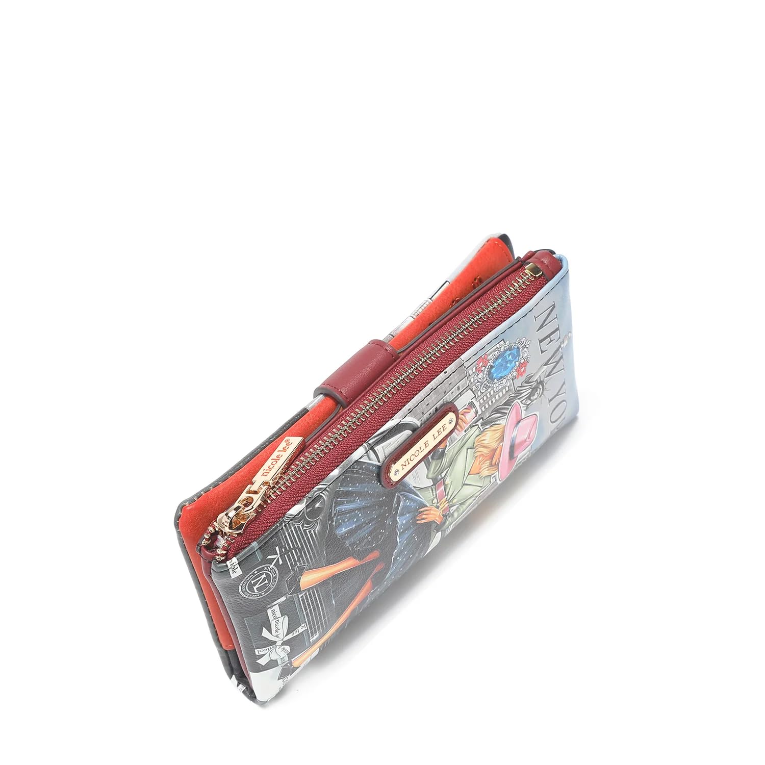 Nicole Lee Amanda Bifold 2 Pieces RFID Zipper Wallet, Removable Cardholder Wallet, ID Windows, Multi Organization (Success in New York)